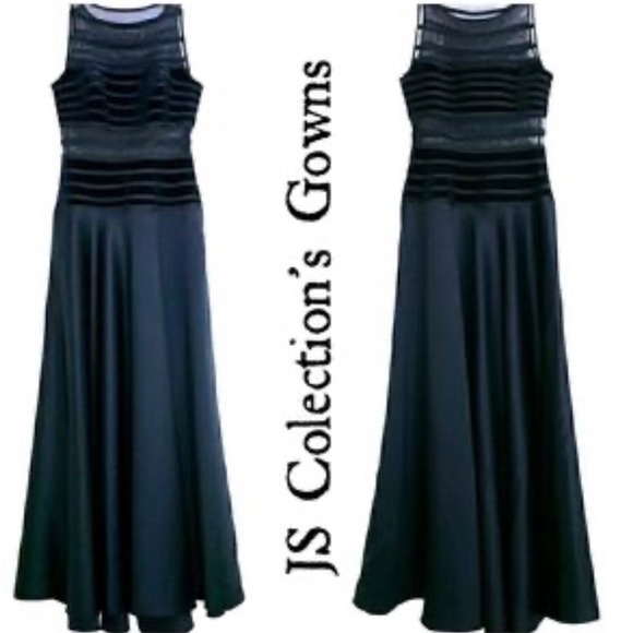 JS Collections | Dresses | Js Collections Black Velvetsheerpolyeste ...